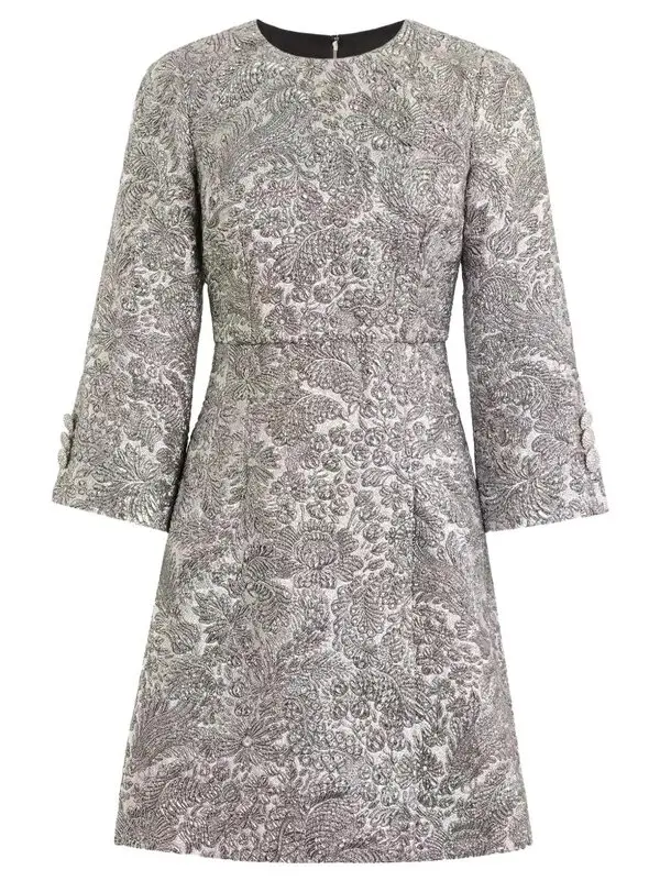 Dolce & Gabbana Floral-jacquard Lamé Mini Dress - Silver