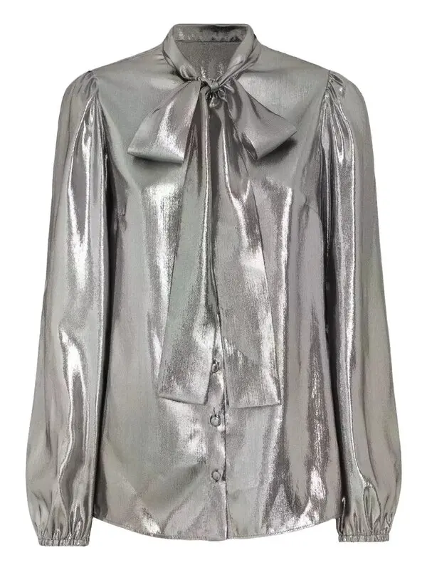 Dolce & Gabbana Lamé Chiffon Shirt - Silver