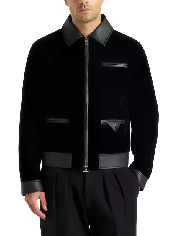 Manière De Voir Velvet-finish Leather Jacket - Black