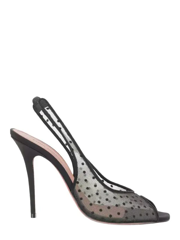 Amina Muaddi 105mm Kristina Polka-dot Slingback Pumps - Black