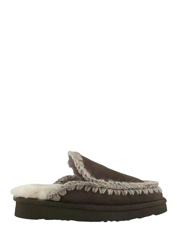 Mou Eskimo Crochet Mules - Brown