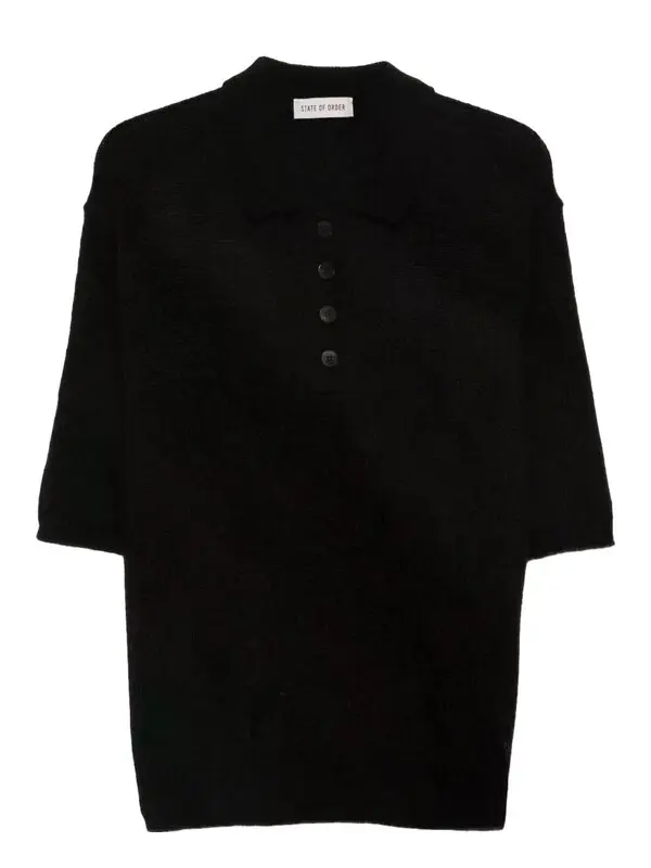 STATE OF ORDER Ribbed-hem Polo Shirt - Black