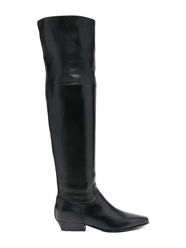 JULIE DEE Pointed Over-the-knee Boots - Black