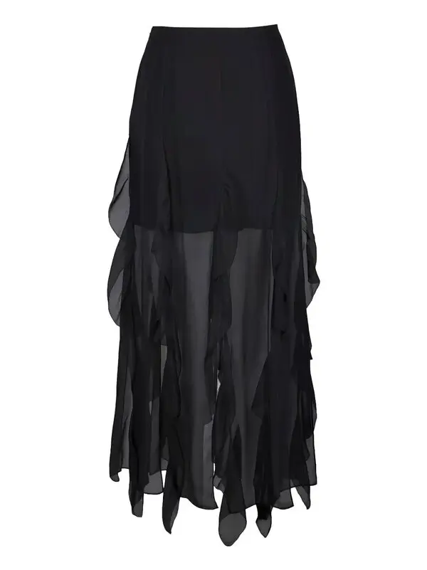 Veronica Beard Ava Ruffled-detail Midi Skirt - Black