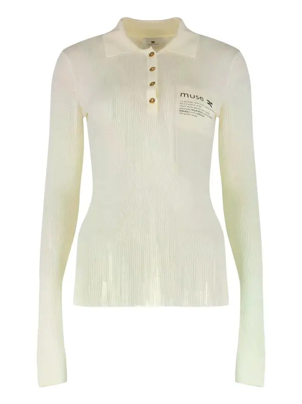 Elisabetta Franchi Long-sleeve Polo Shirt - Neutrals