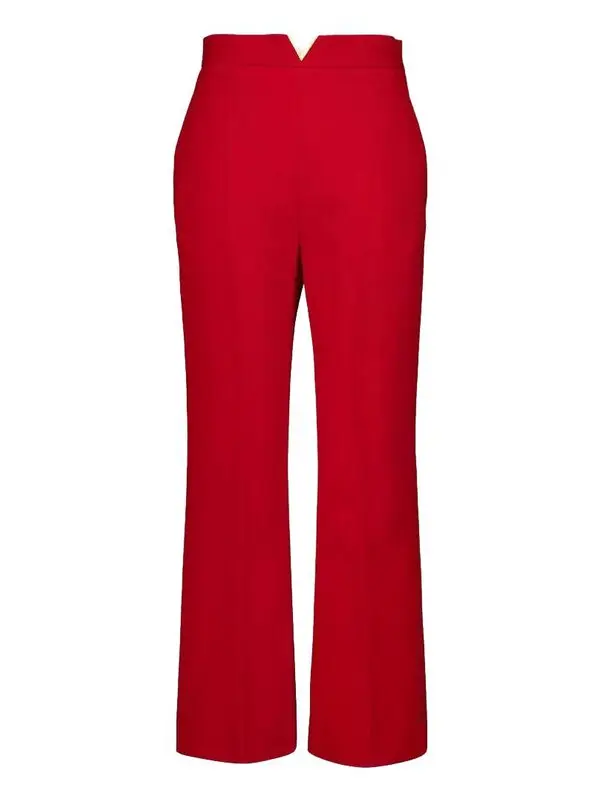 Valentino Garavani V-detail Wool-crepe Trousers - Red
