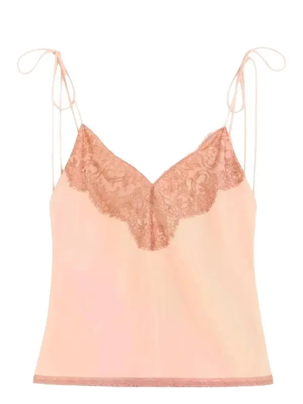Valentino Garavani Lace Crepe De Chine Top - Pink