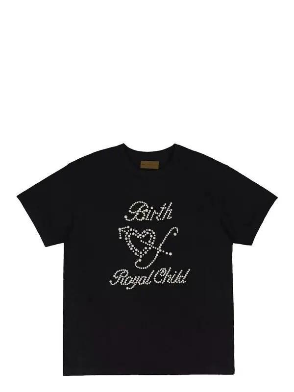 BIRTH OF ROYAL CHILD Pearl-embellished Short-sleeve Top - Black