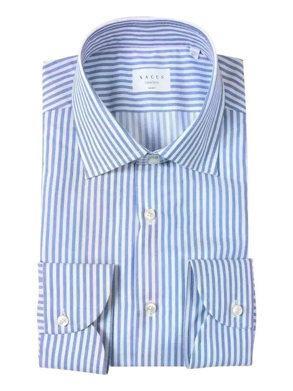 XACUS Striped Cotton Shirt - Blue