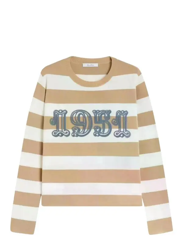 Max Mara Striped Virgin Wool Sweater - Neutrals