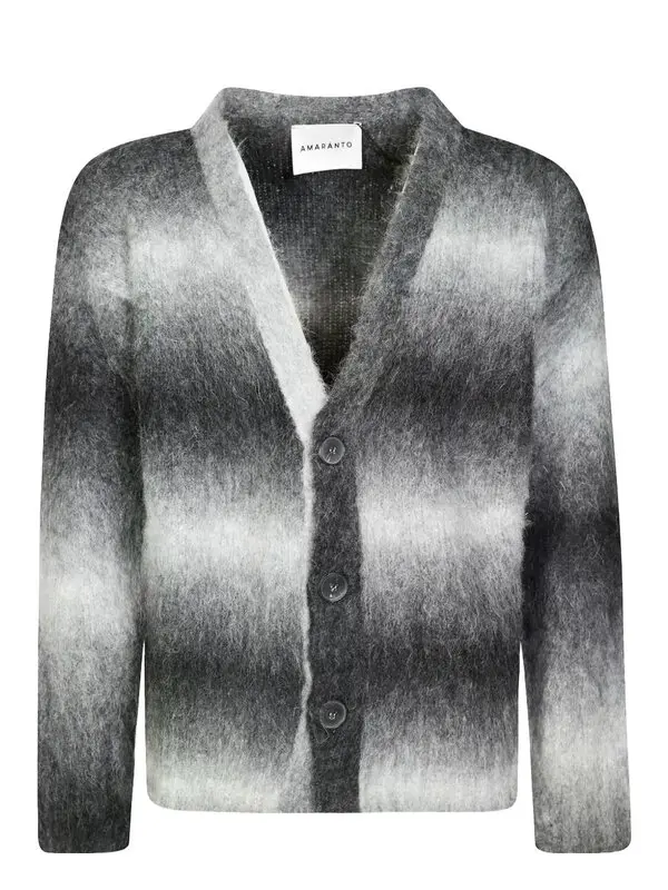 AMARANTO Striped Cardigan - Grey