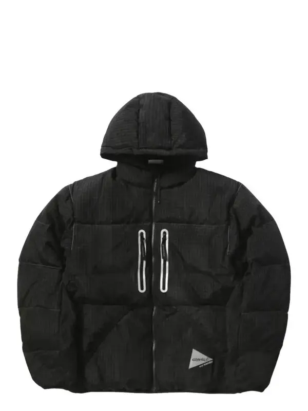 AND WANDER Hooded Checked Jacket - Black