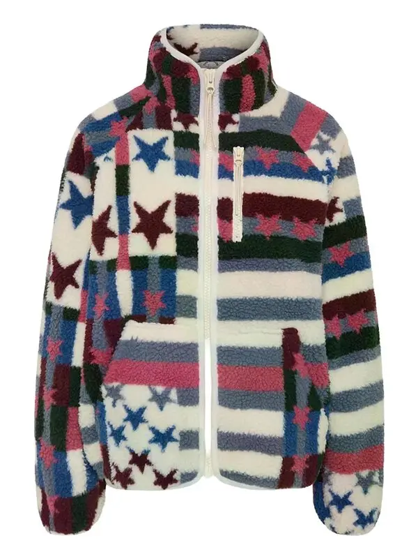 The Upside Harlow Star Striped Fleece Jacket - White