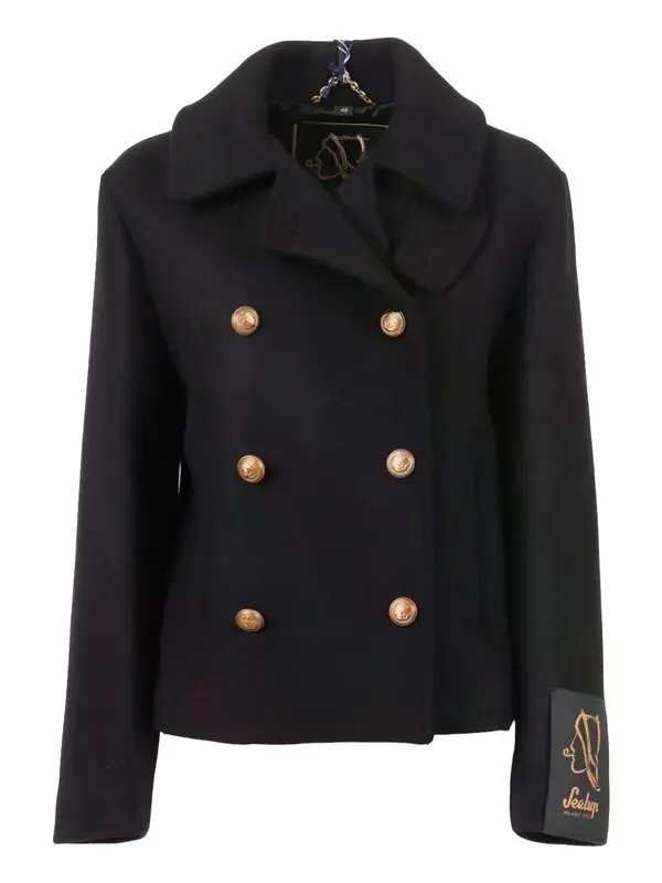 SEALUP Teodora Buttoned Pea Coat - Black