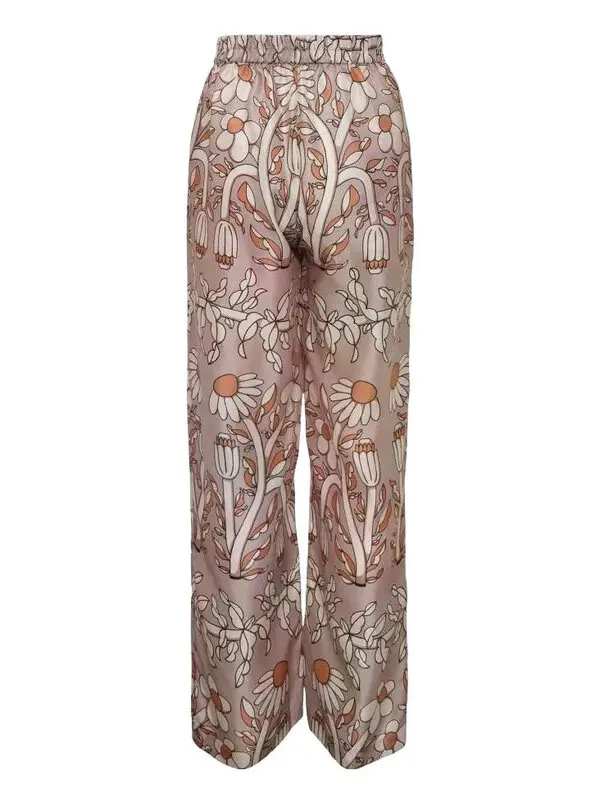 Biyan Printed Silk Trousers - Neutrals