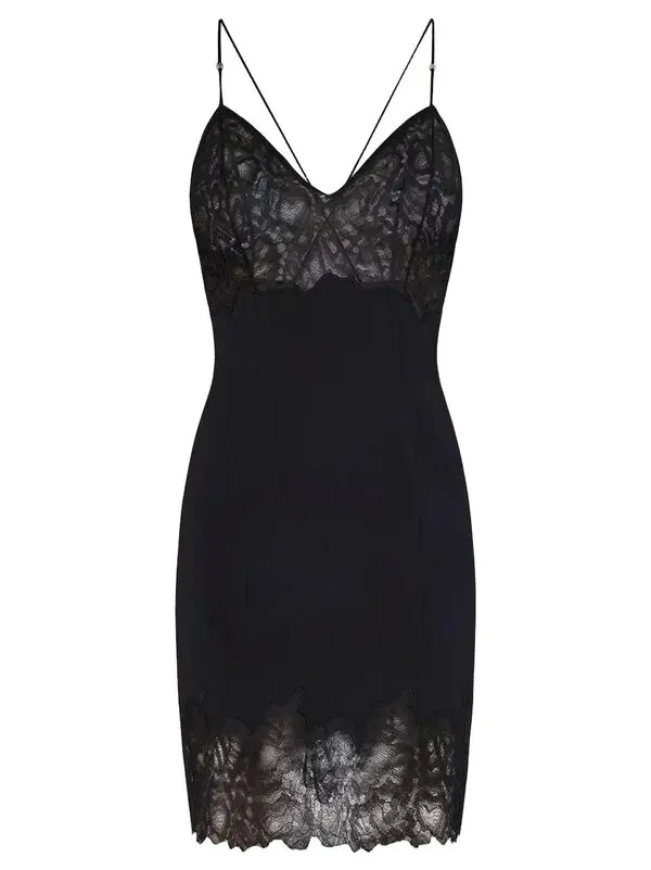 Amiri Marble Lace Mini Dress - Black