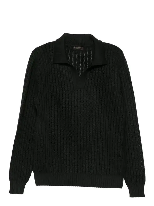 DELL'OGLIO Polo-collar Sweater - Black