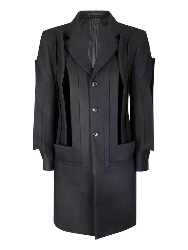 Comme Des Garçons Cut-out Detail Coat - Black