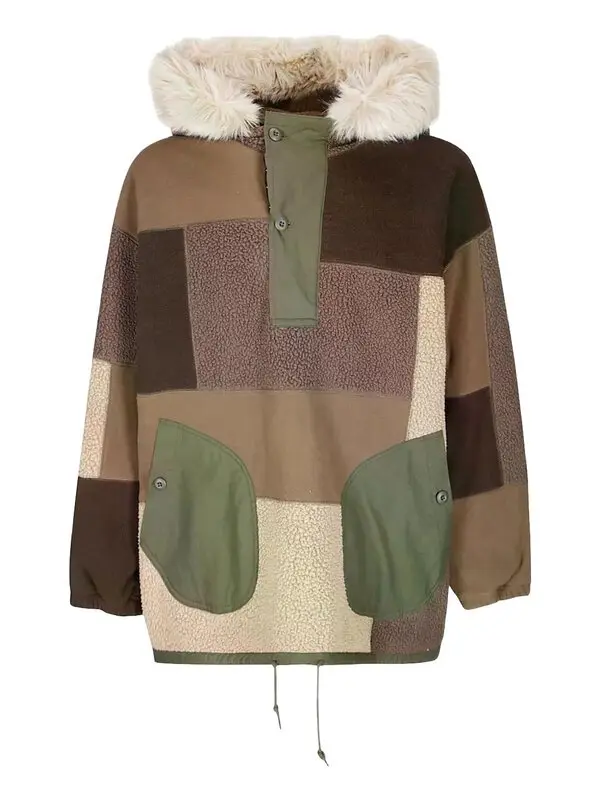 Comme Des Garçons Hooded Patchwork Jacket - Brown