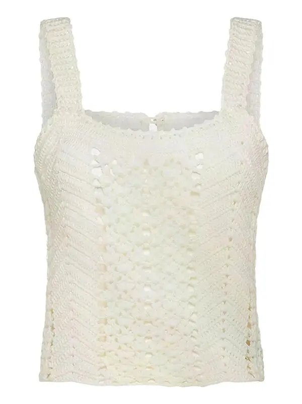 FORTE_FORTE Crochet Knit Top - Neutrals