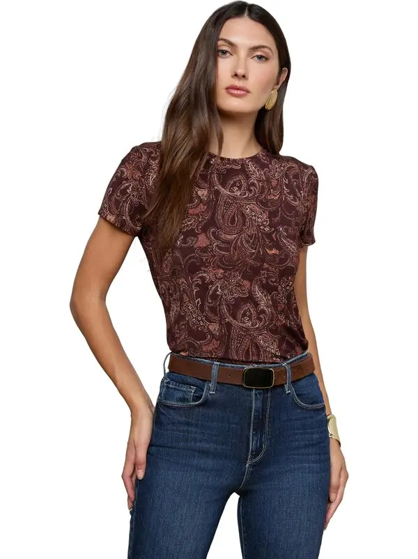 L'Agence Ressi Fitted T-shirt - Brown Etched Paisley