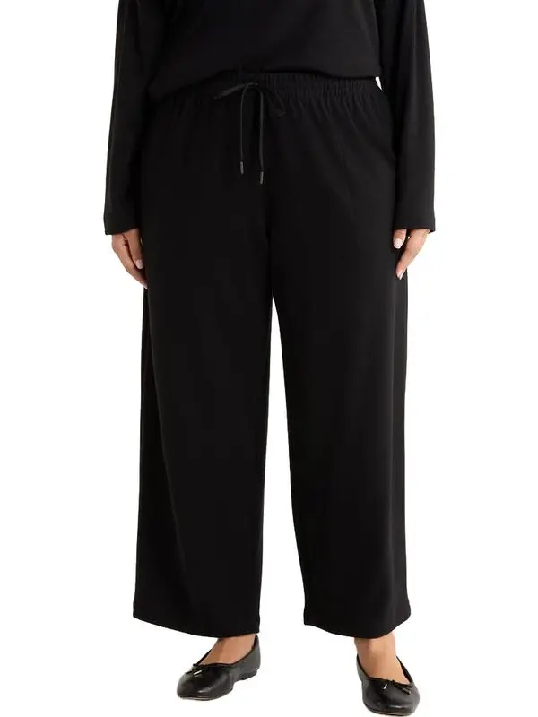 Caslon Wide Leg Ankle Sweatpants - Black