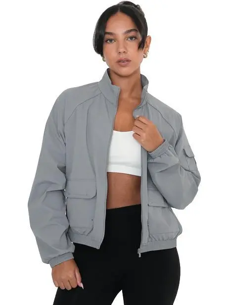 REBODY Cargo Nylon Windbreaker Jacket - Stone