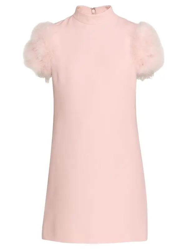 Valentino Garavani Feather-sleeve Mini Dress - Rose