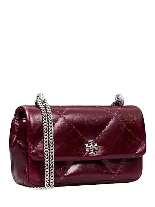 Tory Burch Kira Diamond Quilt Distressed Mini Flap Bag - Dark Carmine