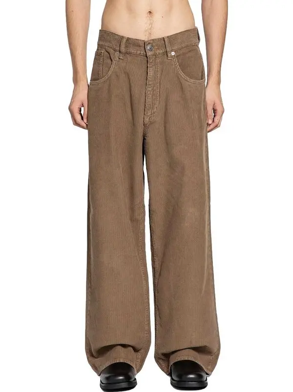 SUNFLOWER Wide Leg Cotton Trousers - Brown