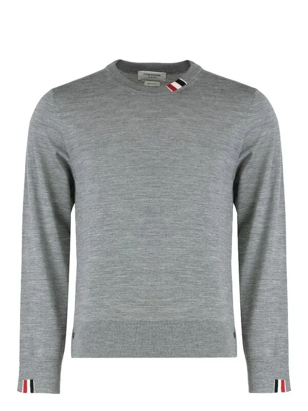 Thom Browne Sweater Crew Neck In Virgin Wool - Grey