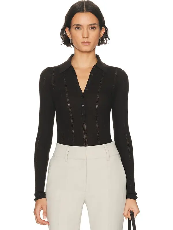 Gabriela Hearst Sophia Polo Top - Chocolate