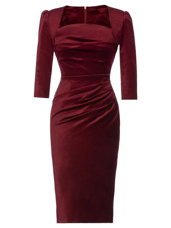 Lena Hoschek Victoria Velvet Midi Dress - Red