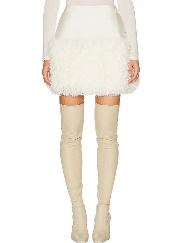Moncler Skirt With Faux Fur Trim - Natural