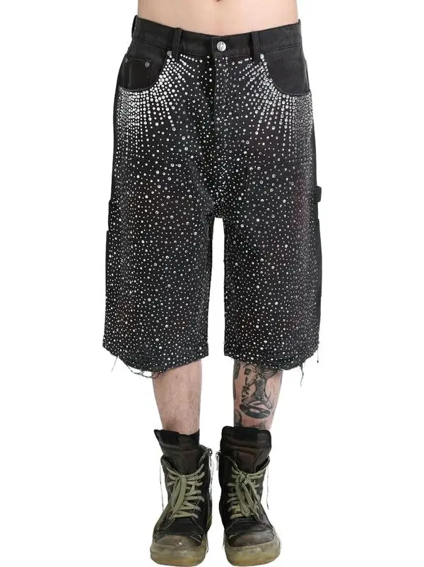 BIRTH OF ROYAL CHILD Crystal-embellished Denim Shorts - Black