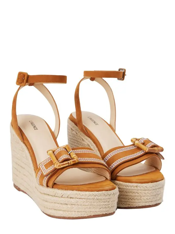 L'Agence Aurore Wedge Espadrille - Buckskin Nubuck