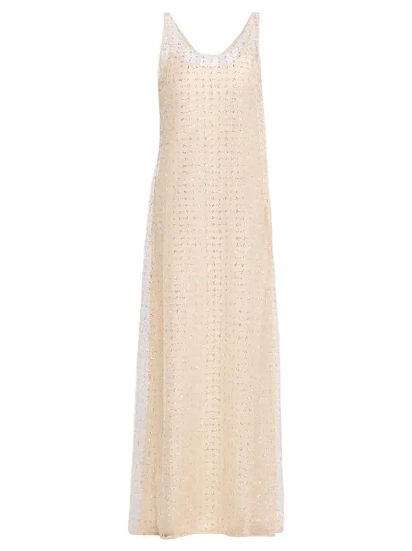 Staud Aurielle Beaded Tulle Maxi Dress - Stardust