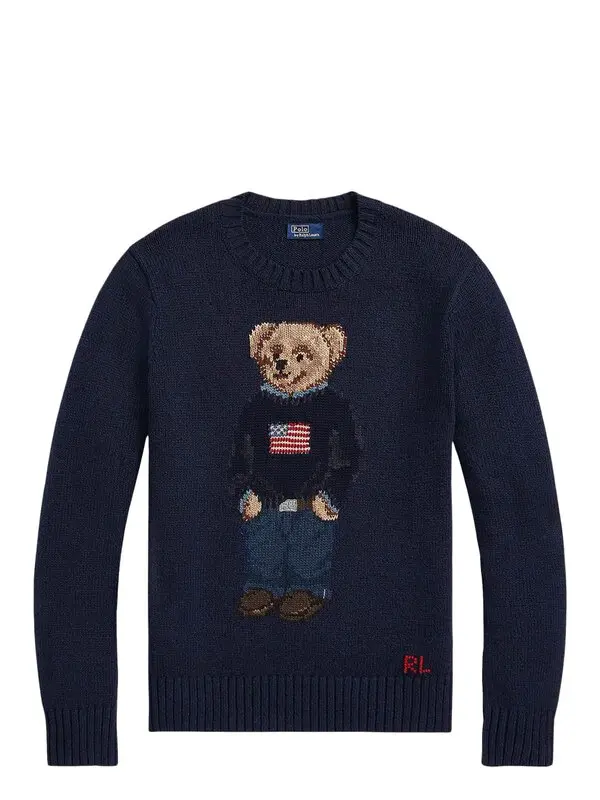 Polo Ralph Lauren Polo Bear Cotton-linen Crewneck Sweater - Navy Multi