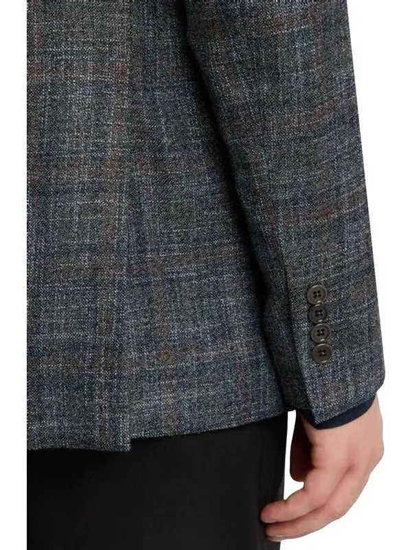 Emporio Armani Blurred Plaid Wool Sports Jacket - Multi