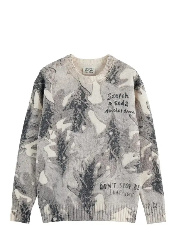 Scotch & Soda Foliage Drop-shoulder Crewneck Sweater - Leaf Camo