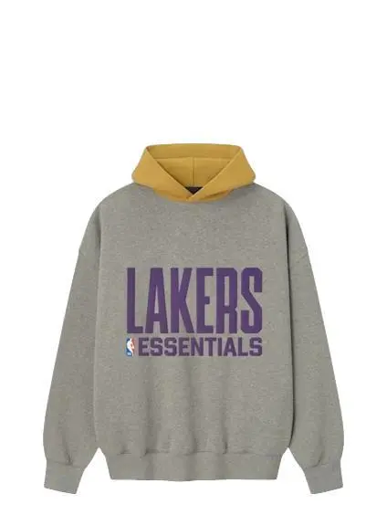 Fear Of God Essentials Lakers Sport Hoodie - Concrete Heather/canyon