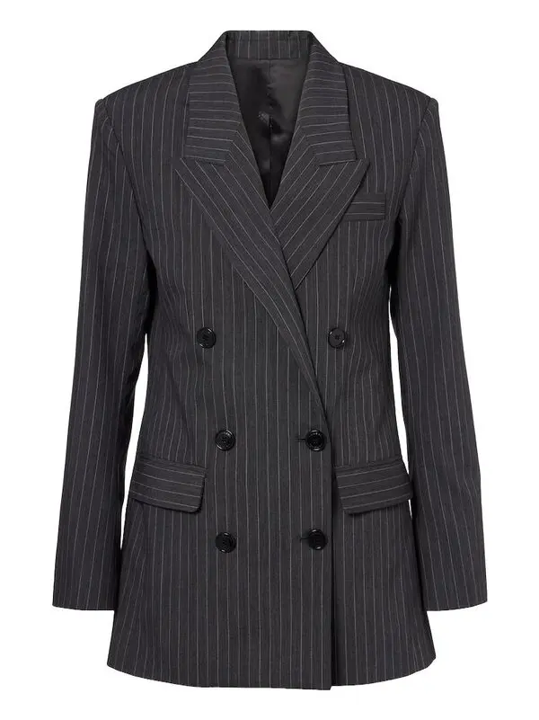 Isabel Marant Jevimaga Pinstriped Wool-blend Blazer - Grey
