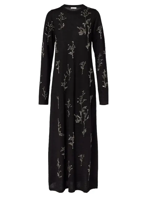 Altuzarra Beaded Wool And Silk Maxi Dress - Black
