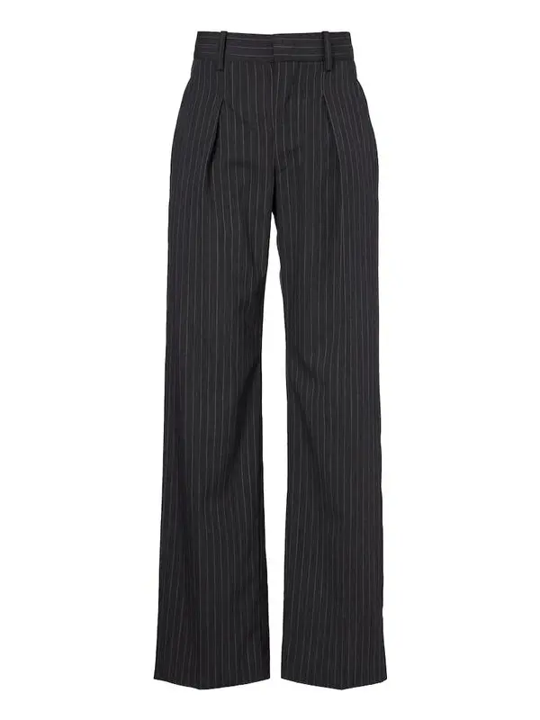 Isabel Marant Pinstriped Wool-blend Straight Pants - Grey