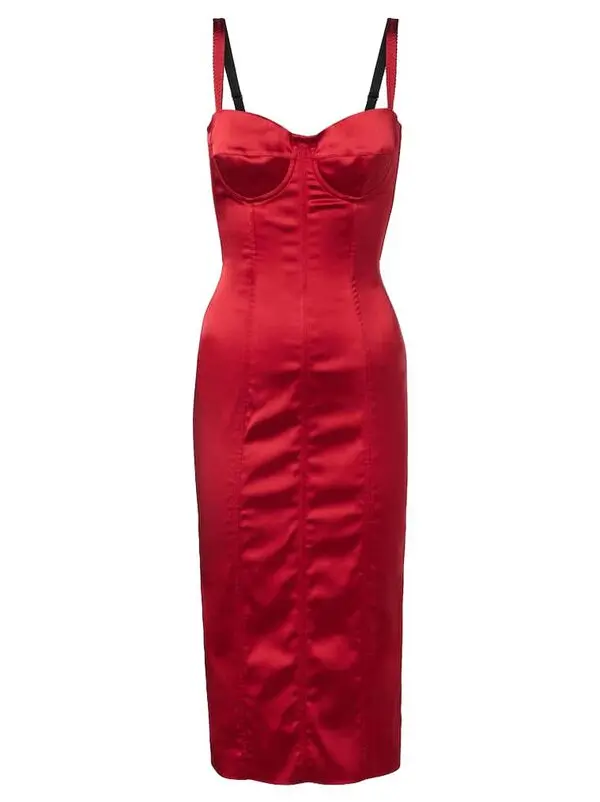 Dolce & Gabbana Satin Bustier Dress - Red