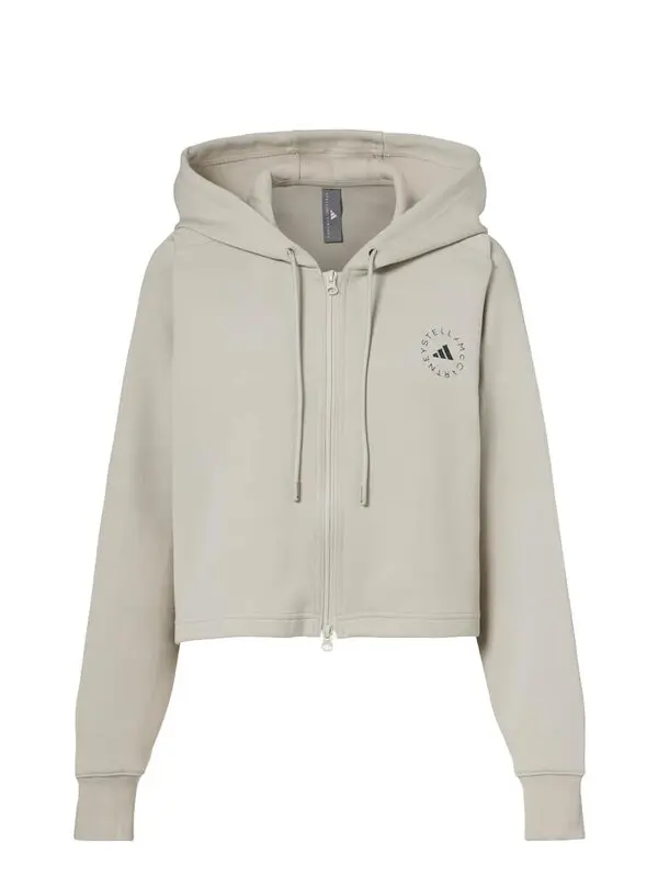 Adidas By Stella McCartney Logo Cotton-blend Jersey Hoodie - Grey