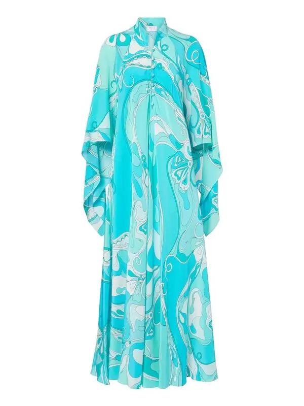 Emilio Pucci Orchidee Silk Kaftan - Blue