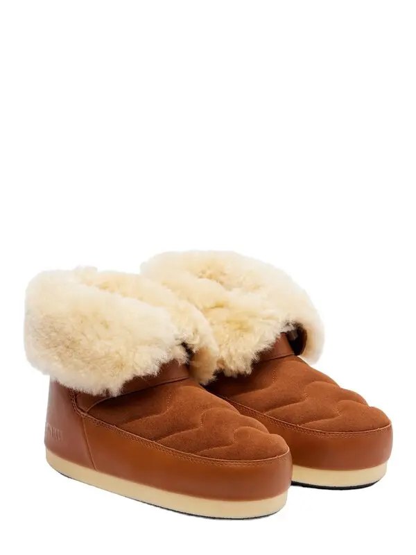 Moon Boot Evx Shearling-trimmed Snow Boots - Brown