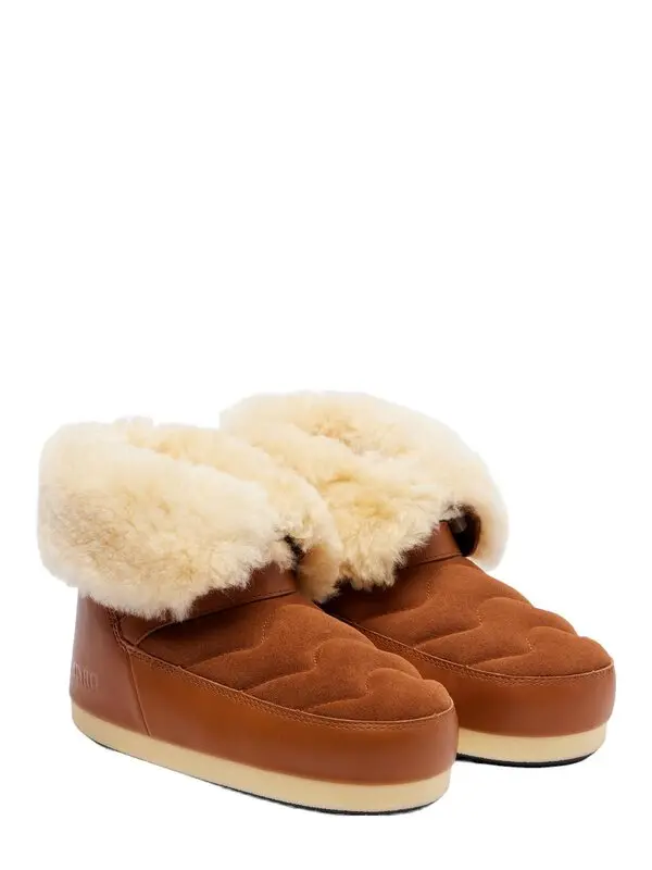 Moon Boot Evx Leather And Suede Snow Boots - Brown