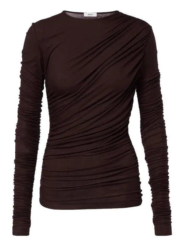 AGOLDE Tania Twist Ruched Top - Brown